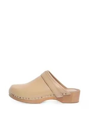 ISABEL MARANT VINTAGE Studded Leather Clogs - Neutrals