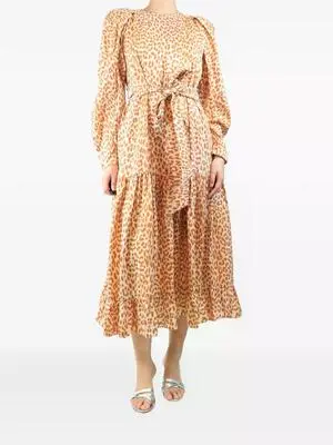 Ulla Johnson Leopard-print Tiered Midi Dress - Neutrals