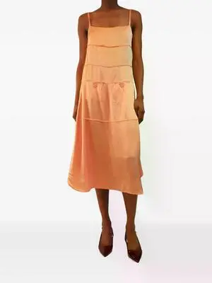 Carven Square-neck Tiered Midi Dress - Orange