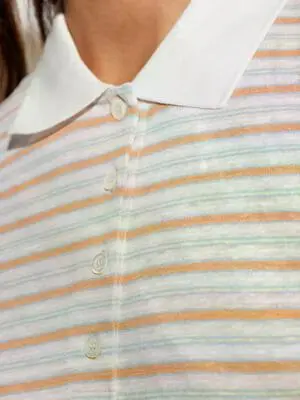 FRAME Striped Short-sleeve Polo Shirt - Neutrals
