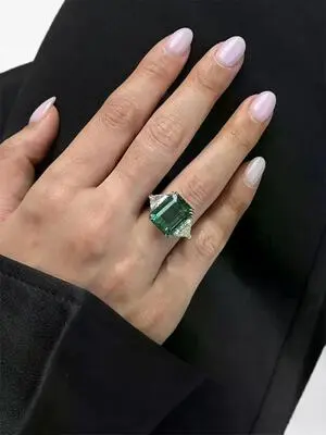 JEWELS AFICIONADO Emerald And Diamond Platinum Ring