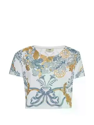 Fendi Cropped Top With Floral Appliqu