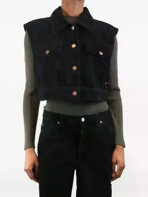 Prada Corduroy Cropped Sleeveless Jacket - Black