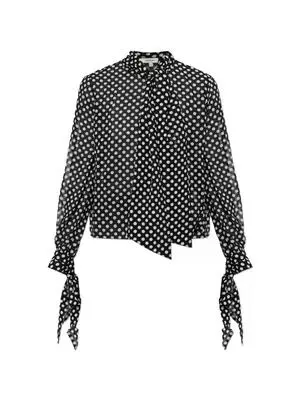 FRAME Polka-dot Pussy-bow Blouse - Black