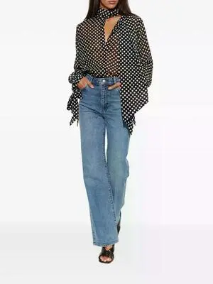 FRAME Polka-dot Pussy-bow Blouse