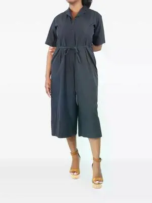 ÉCOLE DE CURIOSITÉS Short-sleeved Wide-leg Jumpsuit With Notch Lapels