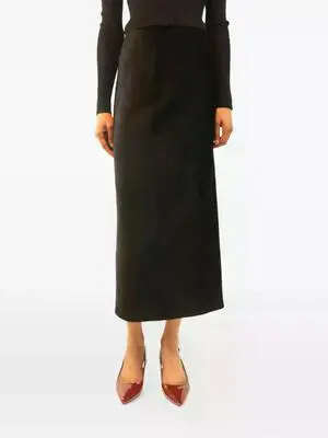 Alaïa Fleece Midi Skirt - Black