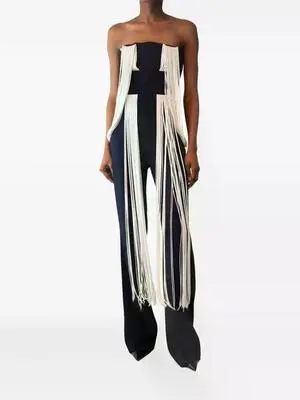 Galvan Strapless Jumpsuit With Fringe Detailing - Blue