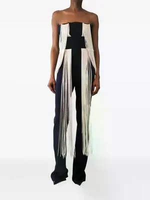 Galvan Strapless Jumpsuit With Fringe Detailing
