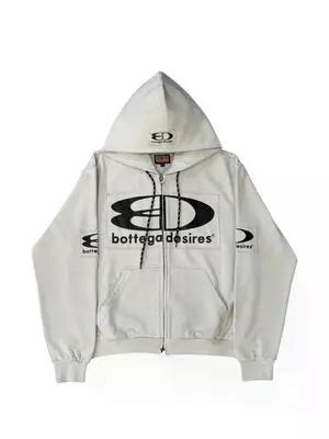BOTTEGA DESIRES Logo-print Zip-up Hoodie - Grey