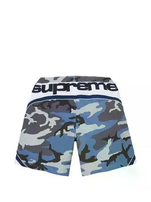 Supreme Camouflage Print Paneled Shorts - Blue