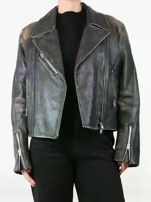 FRAME Distressed Leather Biker Jacket