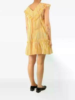 Loretta Caponi Striped Ruffled Mini Dress