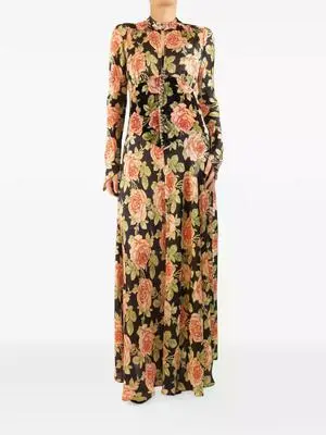 Rabanne Floral Print Maxi Dress - Brown