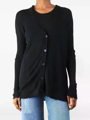 Helmut Lang Distressed Ribbed-knit Cardigan - Black