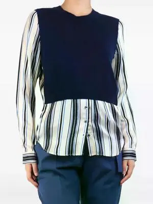 Veronica Beard Layered Striped Silk-sleeve Sweater