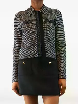 Sandro Navy Blue Cropped Polo-collar Cardigan - Black