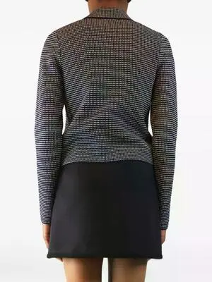 Sandro Navy Blue Cropped Polo-collar Cardigan