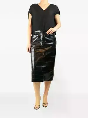 Stella McCartney Croc-embossed Midi Skirt
