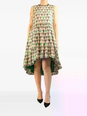 Fendi Sleeveless Floral Print Asymmetric Midi Dress - Neutrals