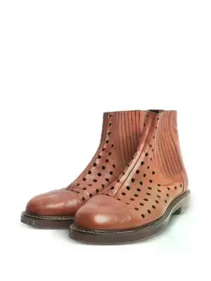 Marni Hole-punched Leather Ankle Boots