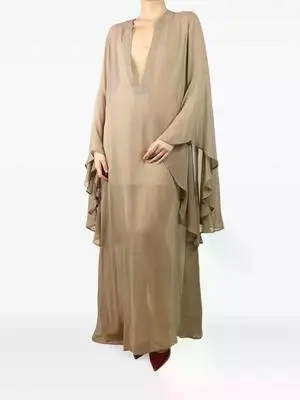 ALEXANDRA MIRO V-neck Bell-sleeve Maxi Dress