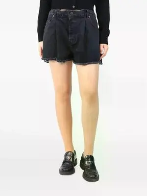 Raey Pleated Frayed-edge Denim Mini Shorts