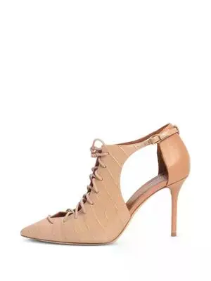 MALONE SOULIERS Beige Lace-up Heeled Pumps - Neutrals