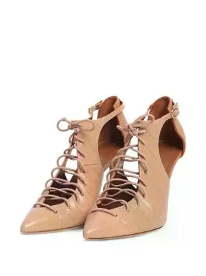 MALONE SOULIERS Beige Lace-up Heeled Pumps