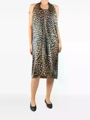 GANNI Leopard-print Halterneck Midi Dress - Neutrals
