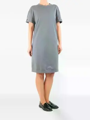 Brunello Cucinelli Short-sleeved Cotton Midi Dress - Grey