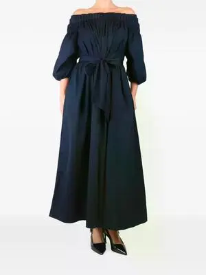 Gabriela Hearst Navy Cotton Off-shoulder Maxi Dress