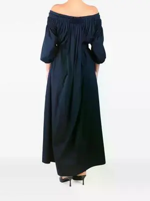 Gabriela Hearst Navy Cotton Off-shoulder Maxi Dress