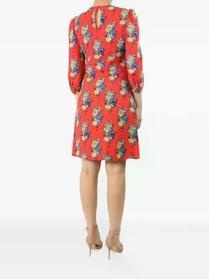 Miu Miu Floral Print Keyhole Midi Dress