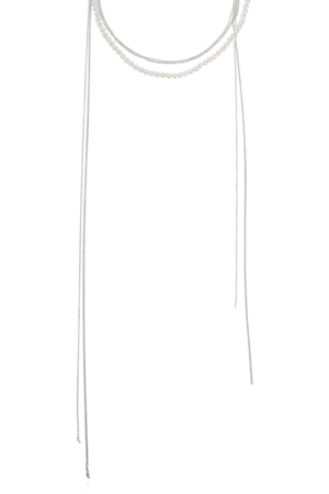 ALLSAINTS Necklace With Glass Pearls - Silver