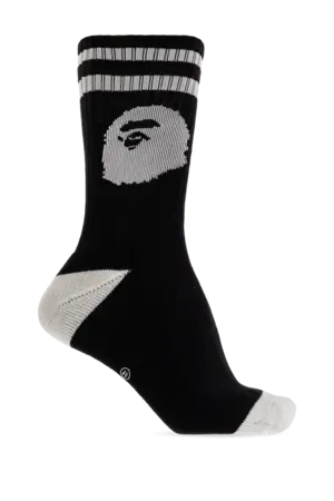 A BATHING APE Socks With Logo - Black
