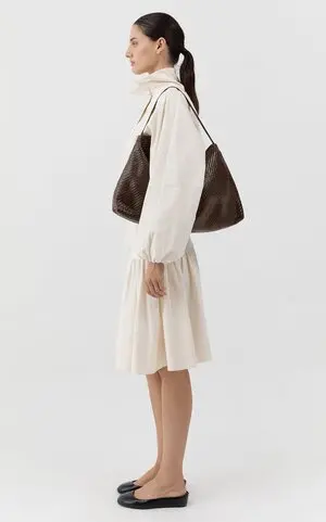 ST. AGNI Woven Hobo Bag - Brown