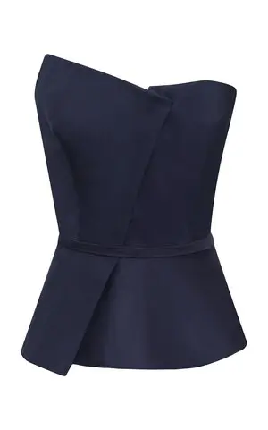 ANDRES OTALORA Me Habitas Asymmetric Peplum Top - Navy