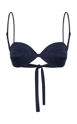 ANDRES OTALORA Vida Volviendo Embellished Bikini Top - Navy