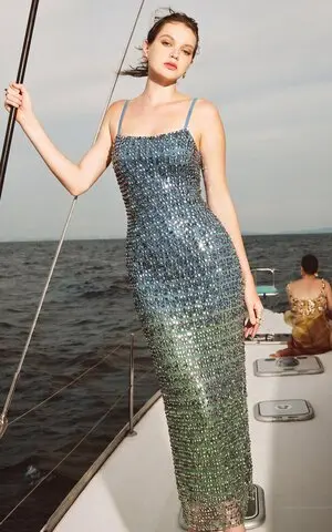 LA FUORI Ocean Prism Embellished Maxi Dress