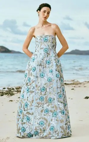 LA FUORI Metallique Grove Embellished Maxi Dress