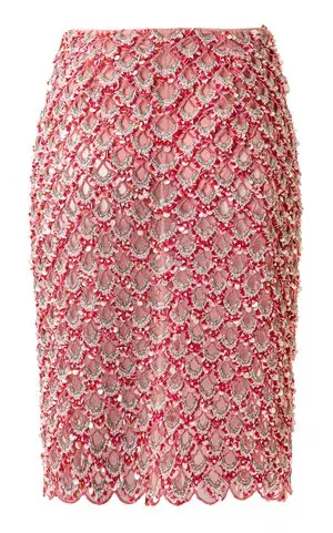 LA FUORI Coral Cascade Embellished Pencil Skirt