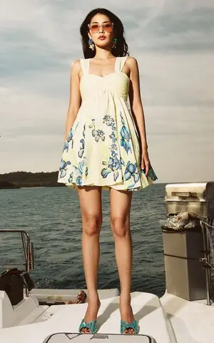 LA FUORI Citrine Iris Linen Mini Dress