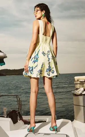 LA FUORI Citrine Iris Linen Mini Dress