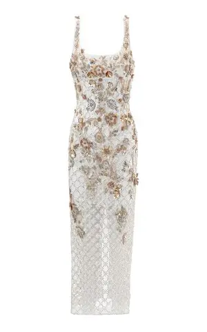 LA FUORI Allure Forbidden Embellished Midi Dress - Ivory
