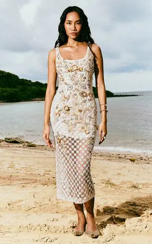 LA FUORI Embellished Midi Dress