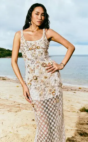 LA FUORI Embellished Midi Dress