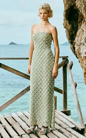 LA FUORI Louvre Scallop Pearl Maxi Dress