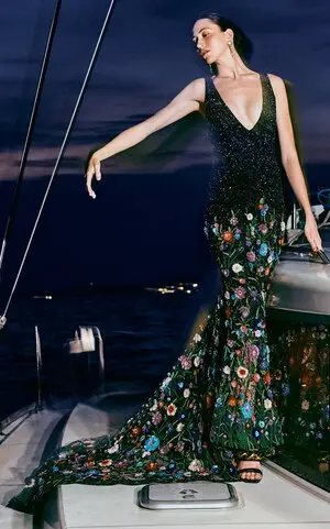 LA FUORI Moonlit Bloom Garden Embellished Gown