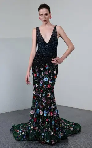 LA FUORI Moonlit Bloom Garden Embellished Gown
